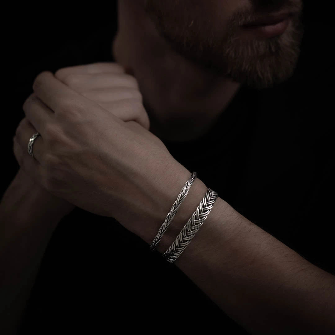 Bracelets homme en tressage d'argent - Itsara bijoux